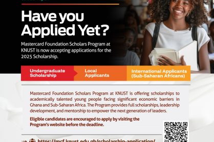 Announcement – Mastercard Foundation Scholars Program, KNUST